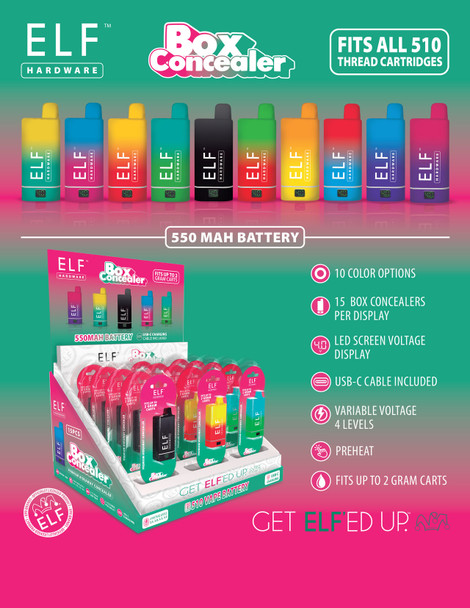 510 Battery Elf Hardware Assorted Colors Box of 15 | Maq